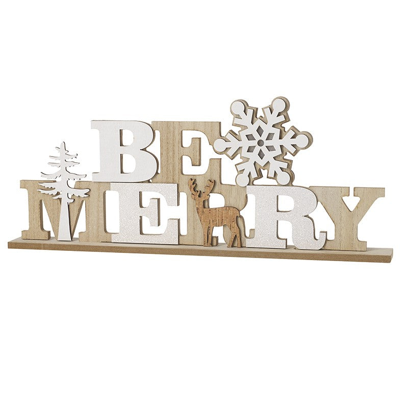 Wooden Be Merry Sign Light Up — Trotters Traders