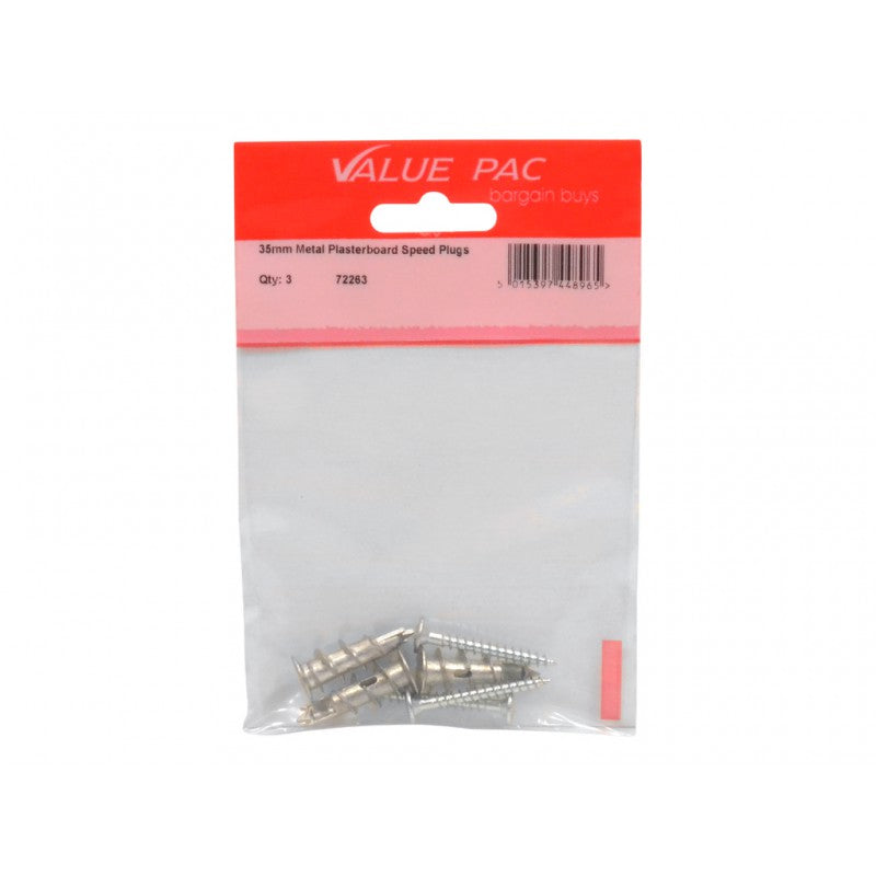 35mm Metal Plasterboard Speed Plugs — Trotters Traders